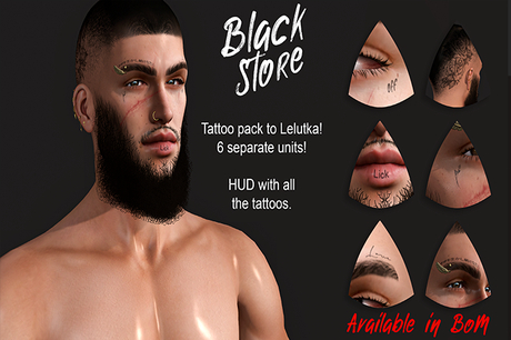 Second Life Marketplace - [BLACK] Tattoo pack to Head
